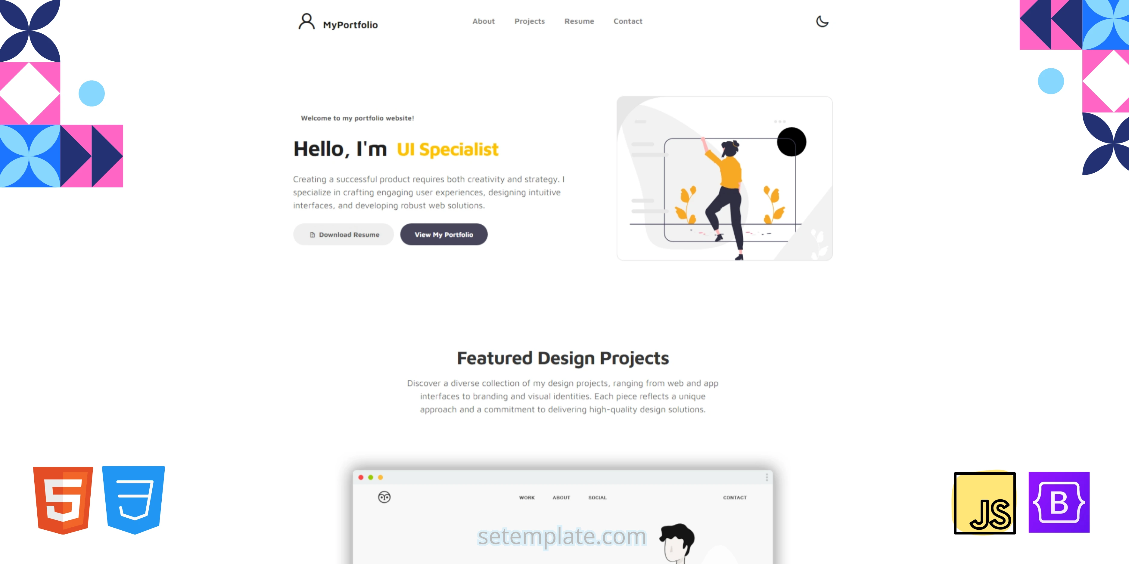 Simple Personal Portfolio Landing Page | Setemplate - Pusat Template ...