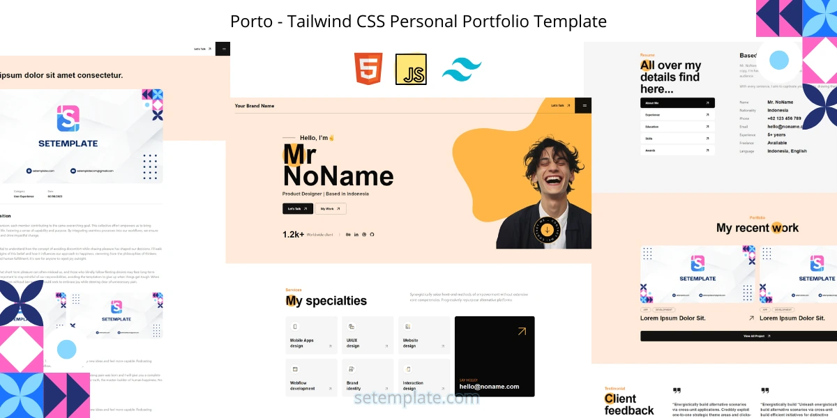 Porto - Tailwind CSS Personal Portfolio Template | Setemplate - Pusat ...